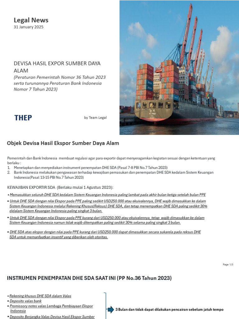 Devisa Hasil Ekspor | PDF