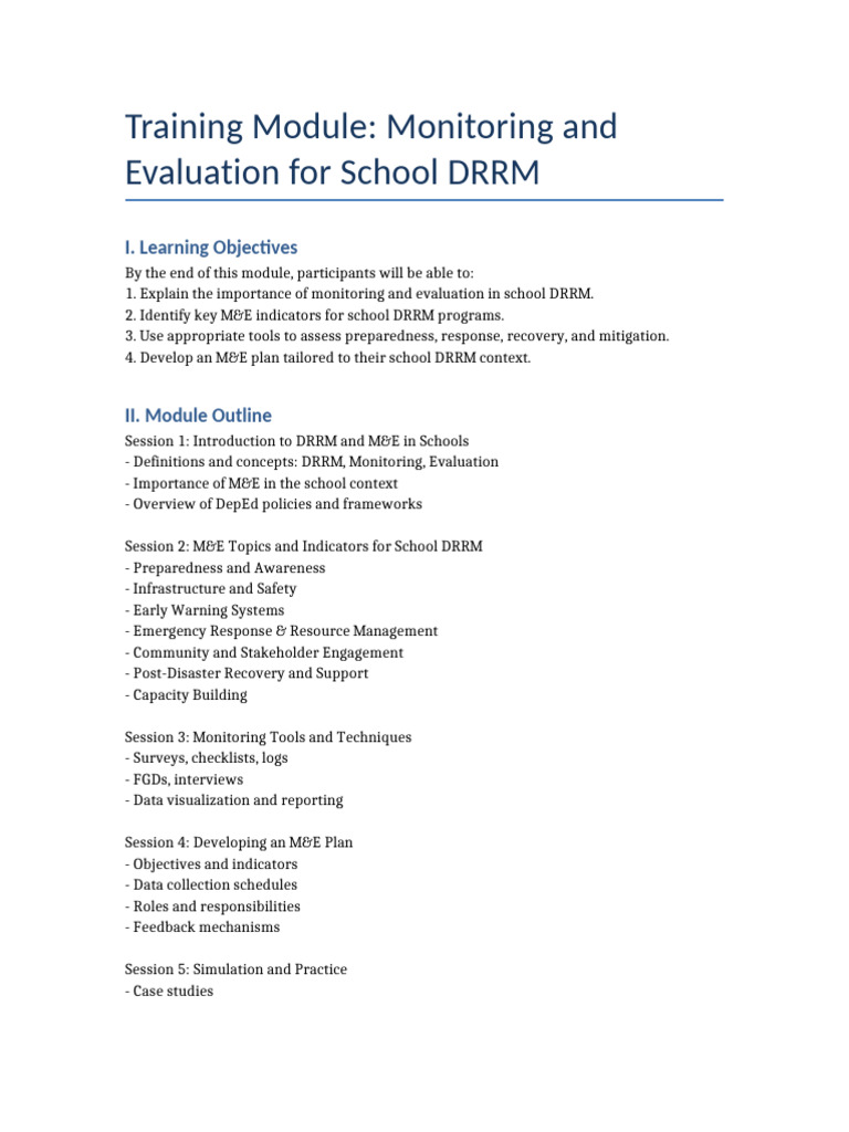 School_DRRM_Monitoring_Evaluation_Module | PDF
