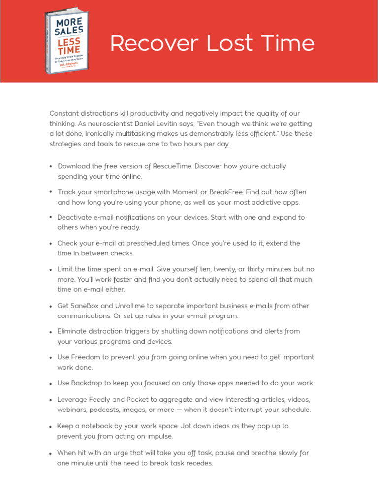 Book Excerpt Recover Lost Time | PDF | Mobile Computers | Software