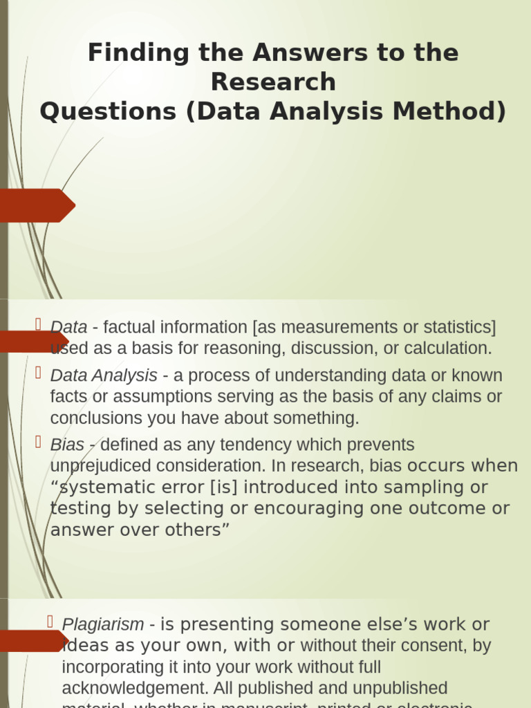 3is q4 Week1 Finding The Answers To The Research | PDF | Qualitative Research | Data