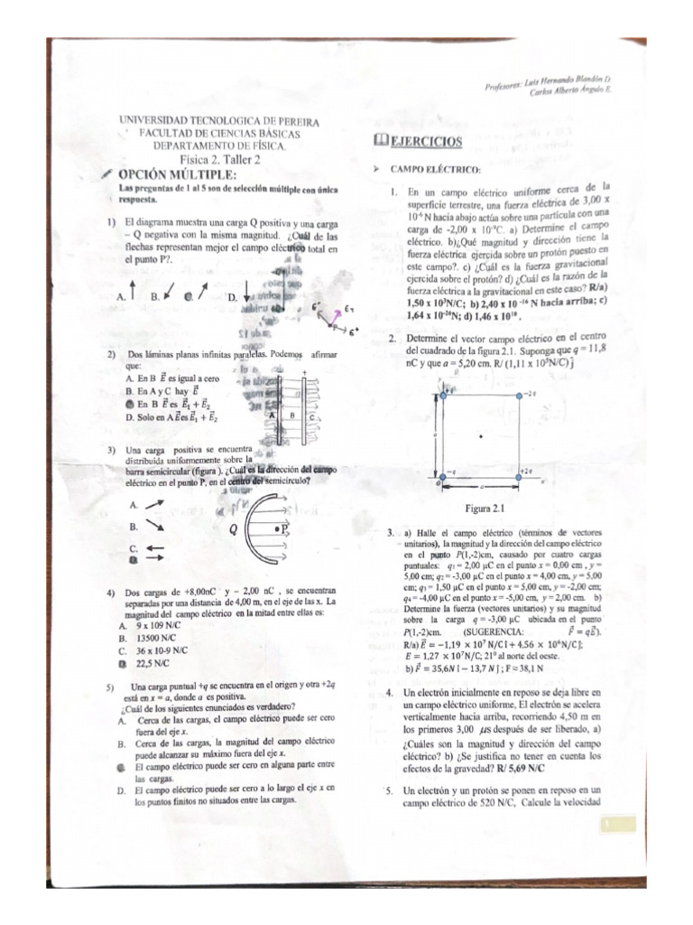 Taller 1 - Campos Eléctricos | PDF