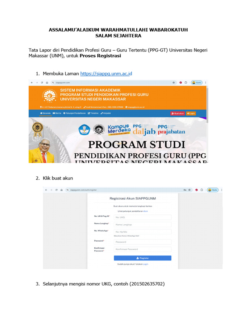 Panduan Lapor Diri PPG UNM 2025 | PDF