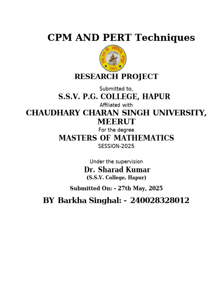 CPM AND PERT Techniques | PDF | Project Management