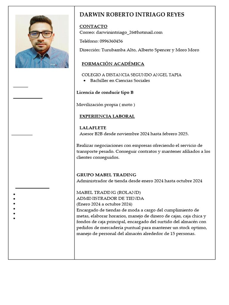 Darwin Intria Curriculum 2025 | PDF