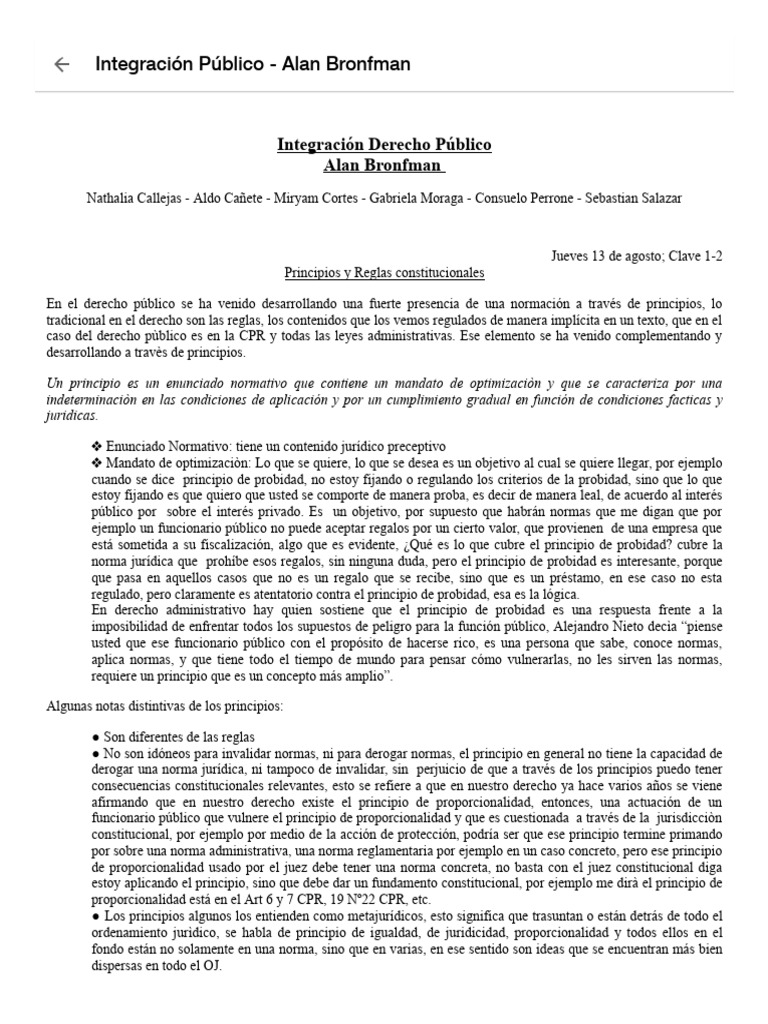 Integración Público - Alan Bronfman | PDF | Derechos humanos | Constitución