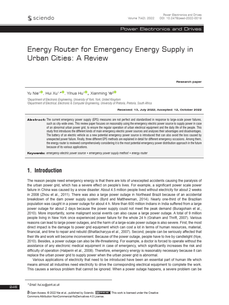 Energy Router For Emergency Energy Supply in Urban | PDF | Power ...
