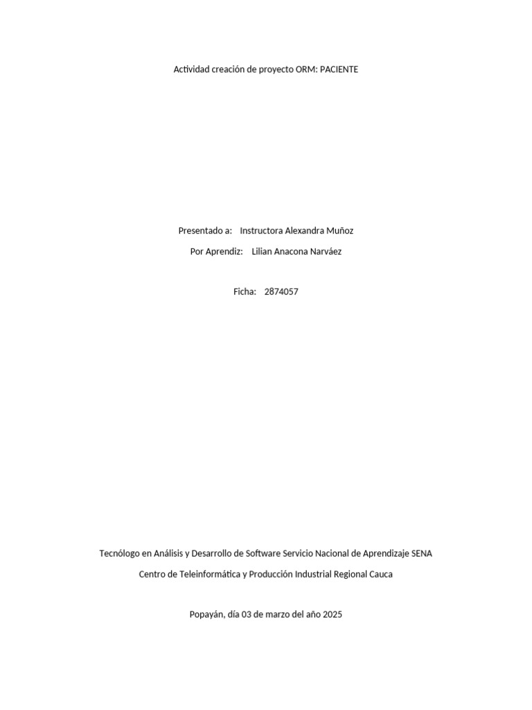 Actividad Creación de Proyecto ORM | PDF