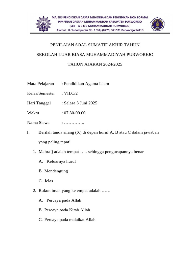 P S A T Kelas 7.c | PDF