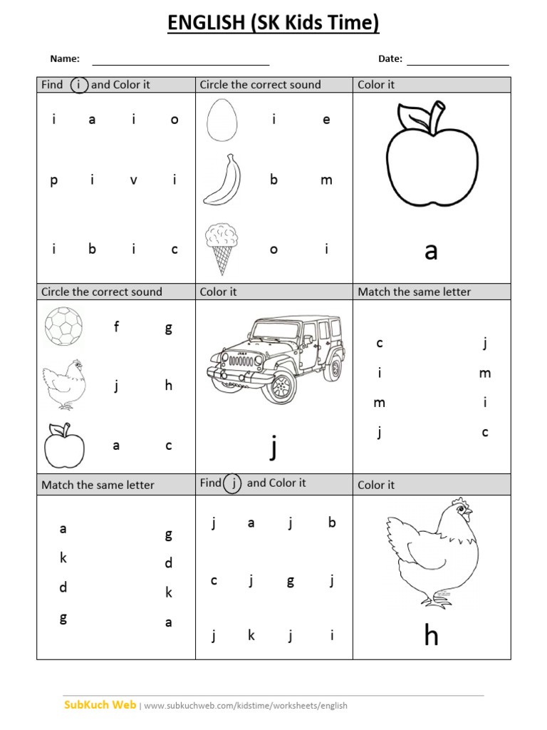 English - SK Kids Time - SubKuch - Ex No. 1 | PDF