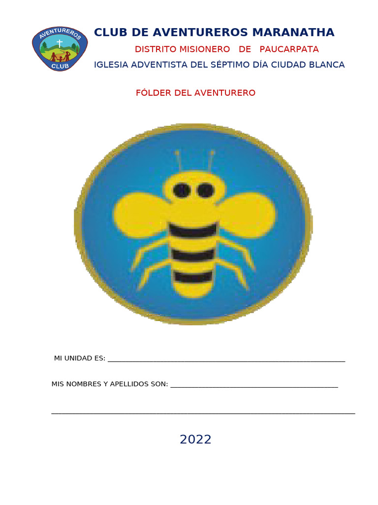 CARÁTULA FÓLDER DE AVENTUREROS | PDF