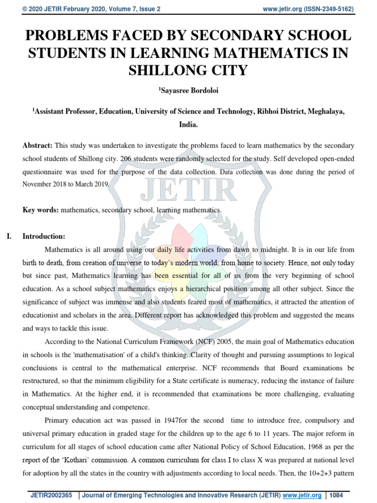 Challenges in Learning Mathematics in Shillong | PDF | Mathematics ...