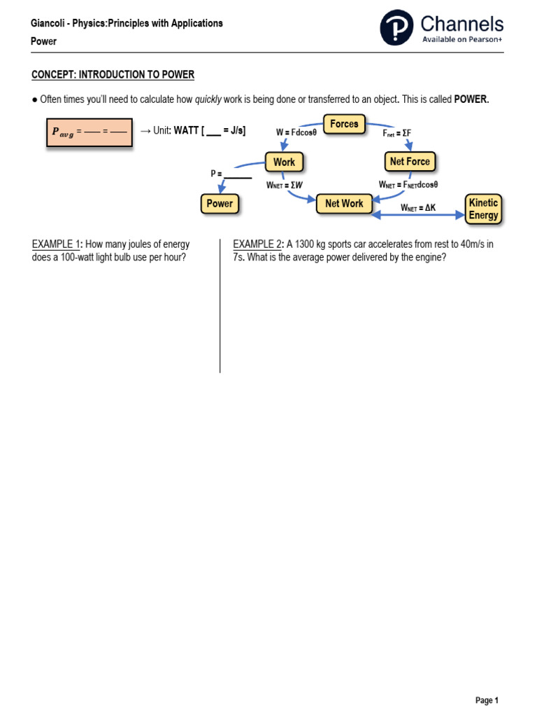 Power Worksheet | PDF | Force | Classical Mechanics