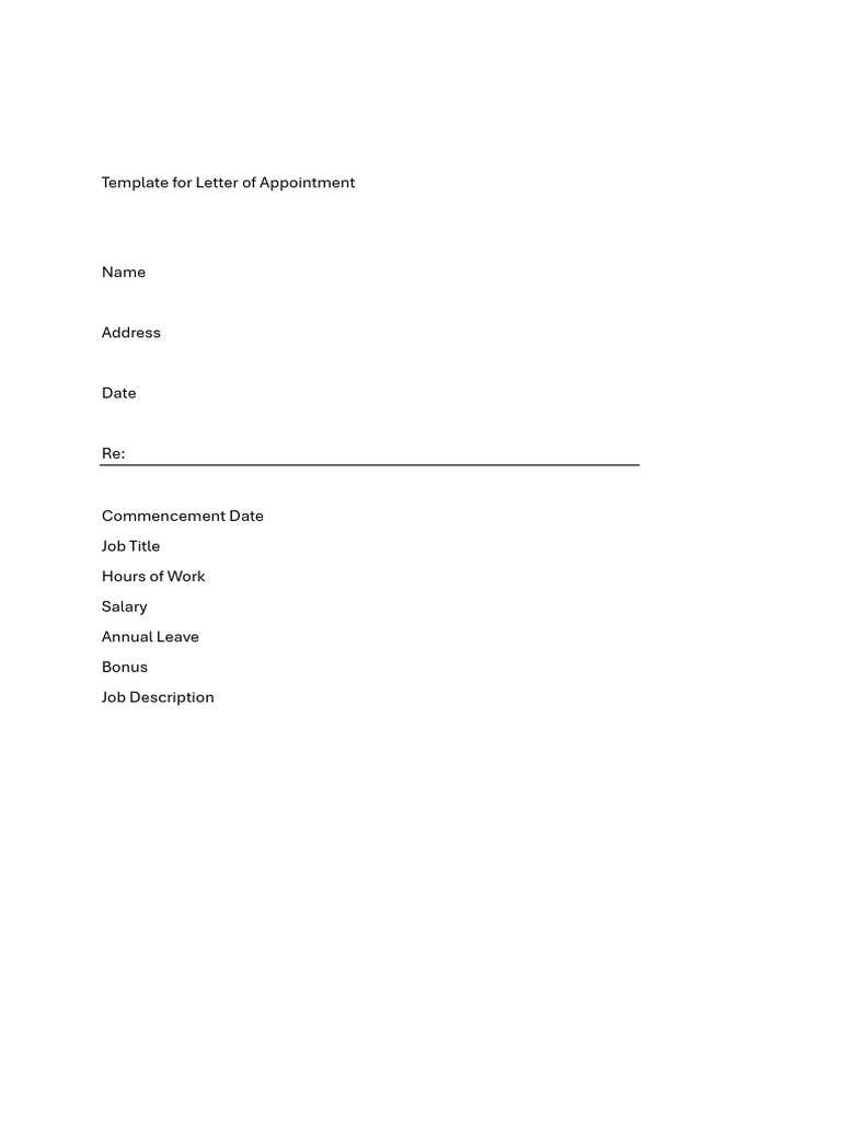 Template For Letter of Appointment | PDF