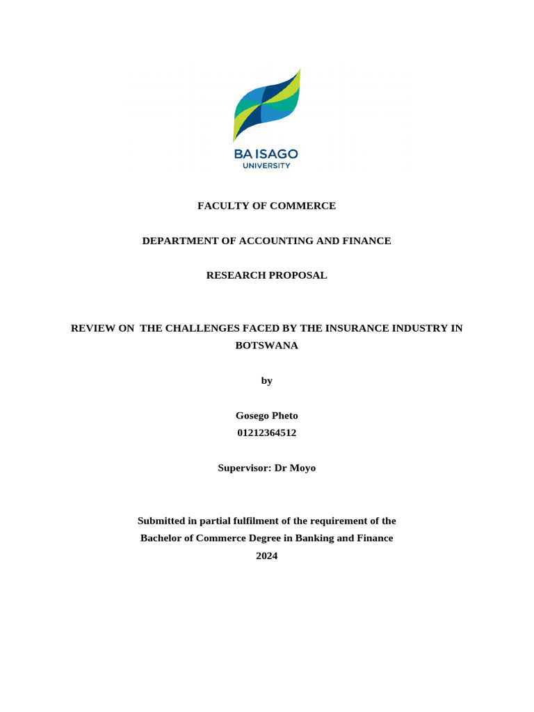 BCom Research Proposal Sample Cover Page | PDF