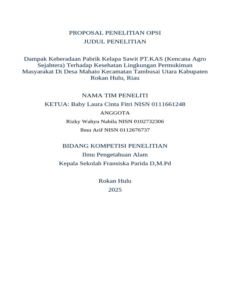 Proposal Penelitian Opsi 2025 | PDF
