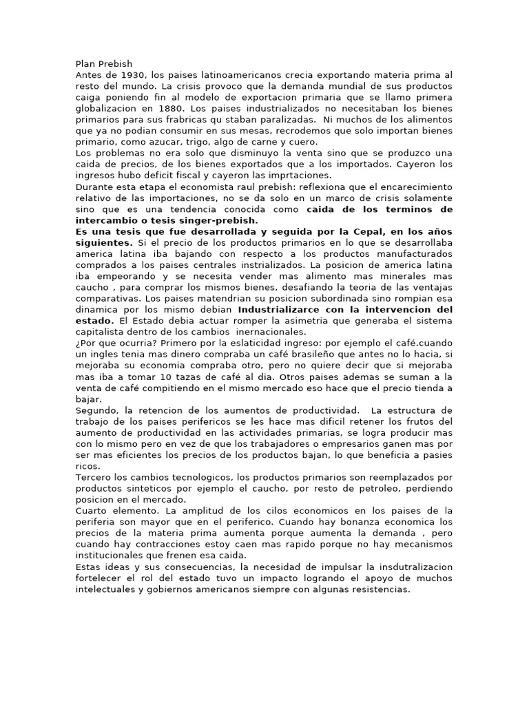 Tesis Prebish | PDF | café | Mercado (economía)