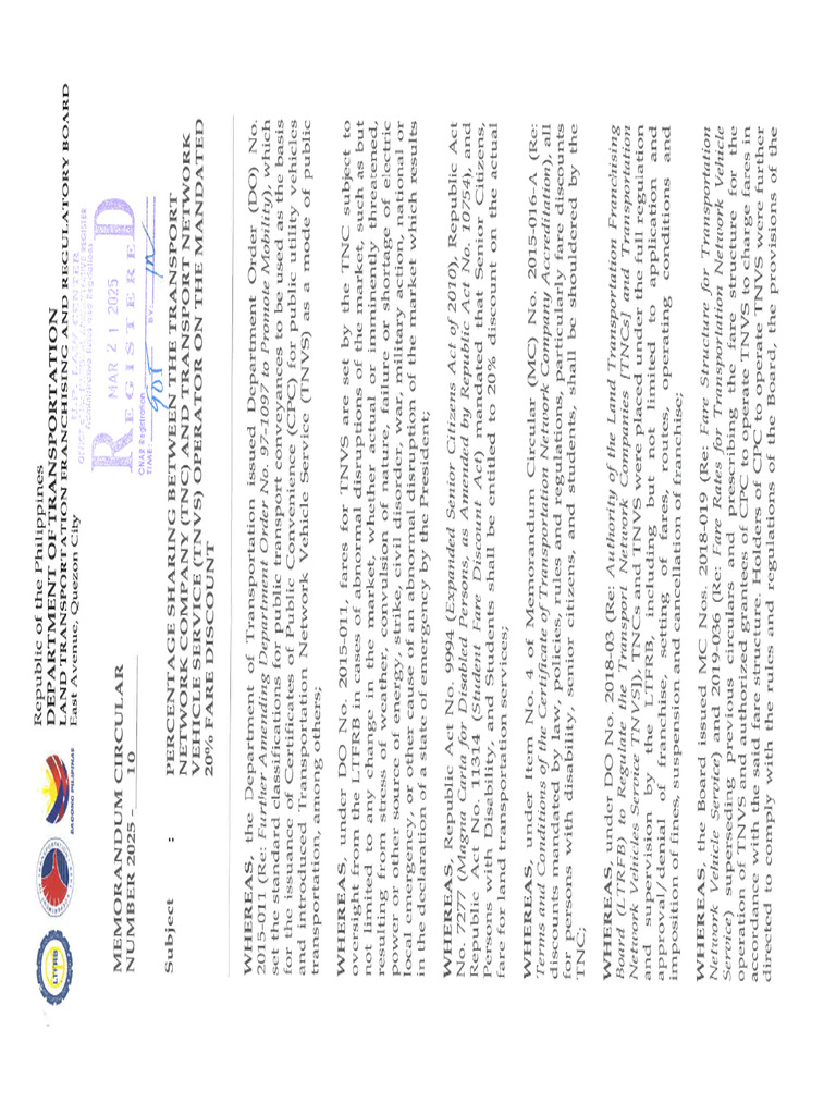 MC NO 2025-010 TNVS 20_ DICSOUNT | PDF