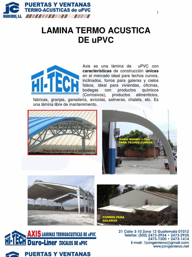 Galeras de Lámina de uPVC Termoacústica | PDF