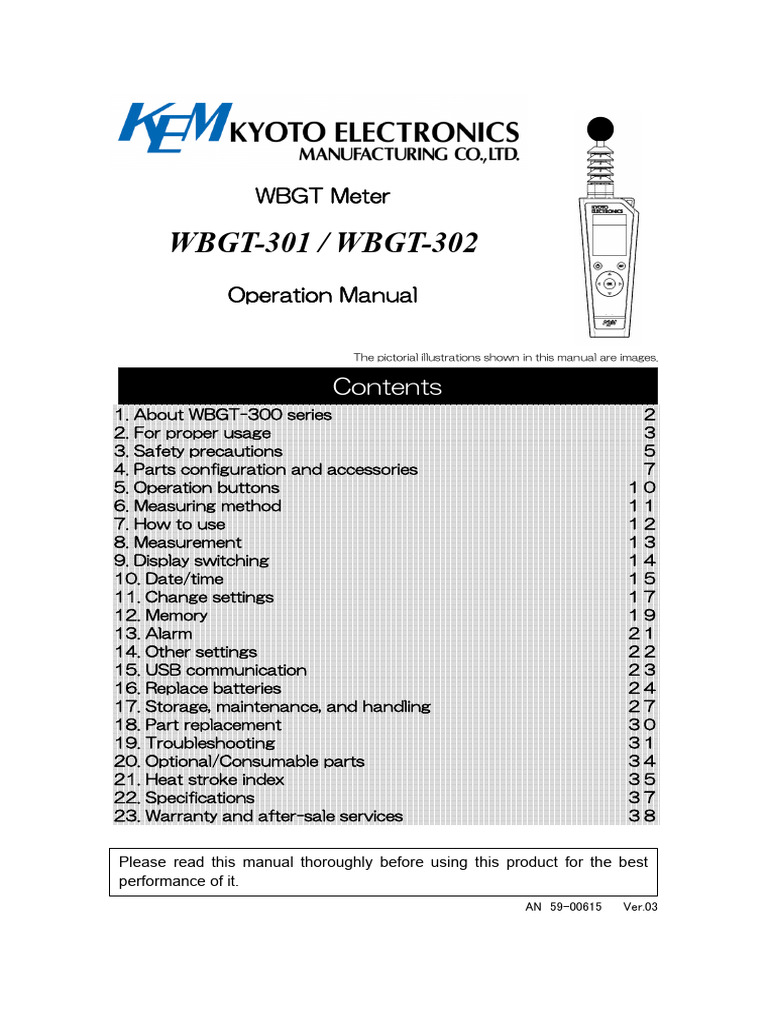 59-00615_WBGT-301_WBGT-302-Operation-Manual_Ver03 | PDF
