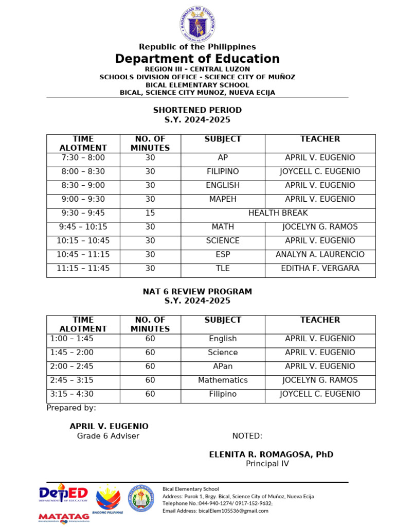 Nat Review Schedule 2025 | PDF | Philippines
