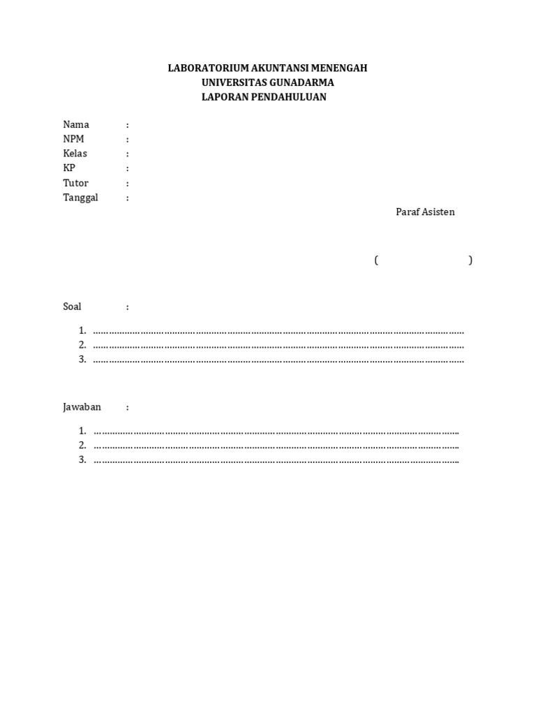 Format Laporan Pendahuluan | PDF