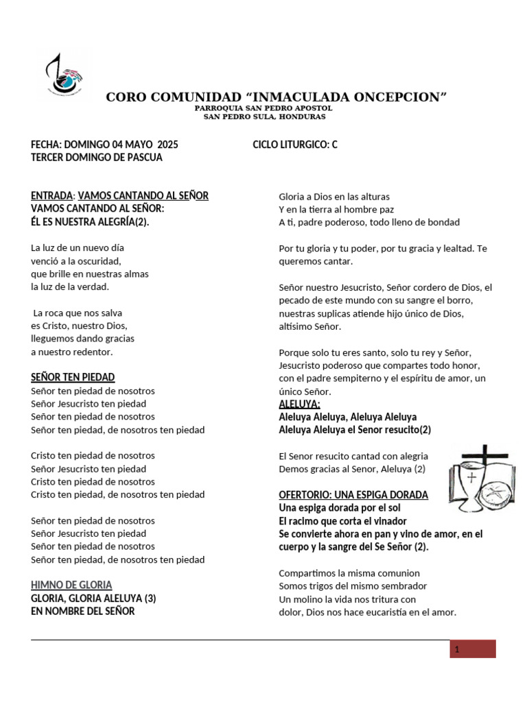 Esquema de Cantos Editable | PDF | Cristo (título) | eucaristía