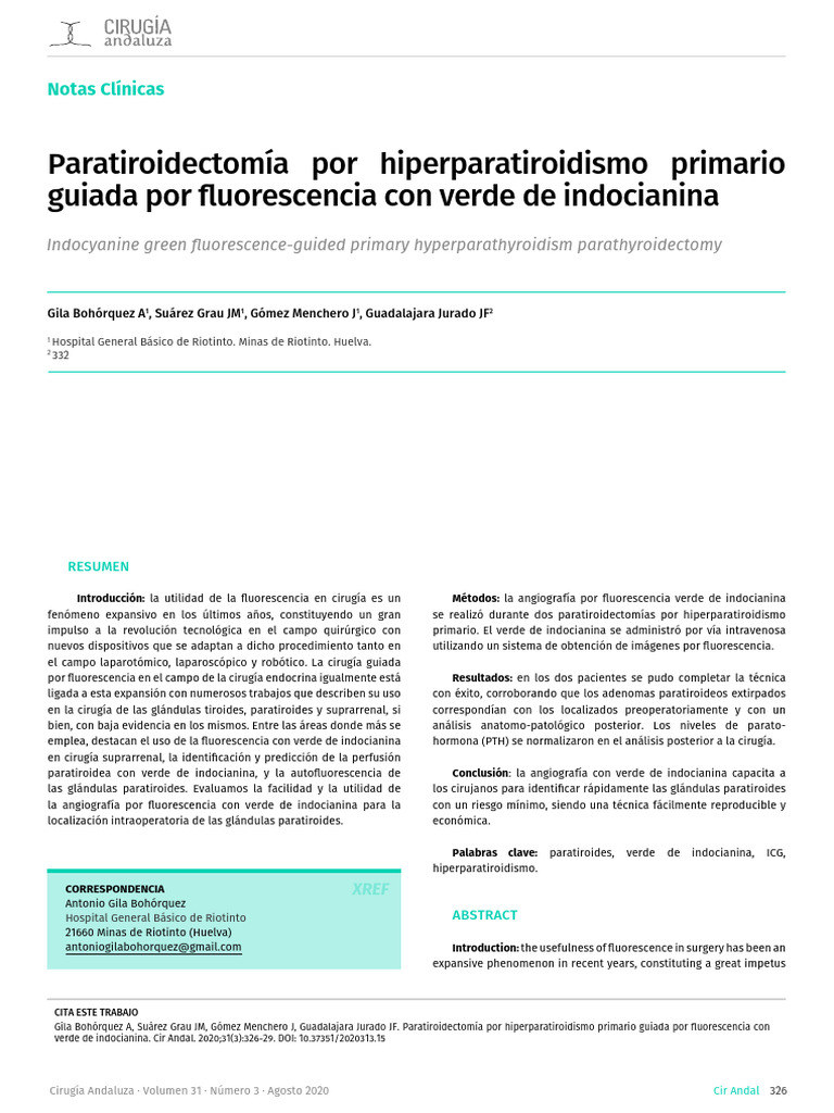 Paratiroidectomía Por Hiperparatiroidismo Primario Guiada Por ...