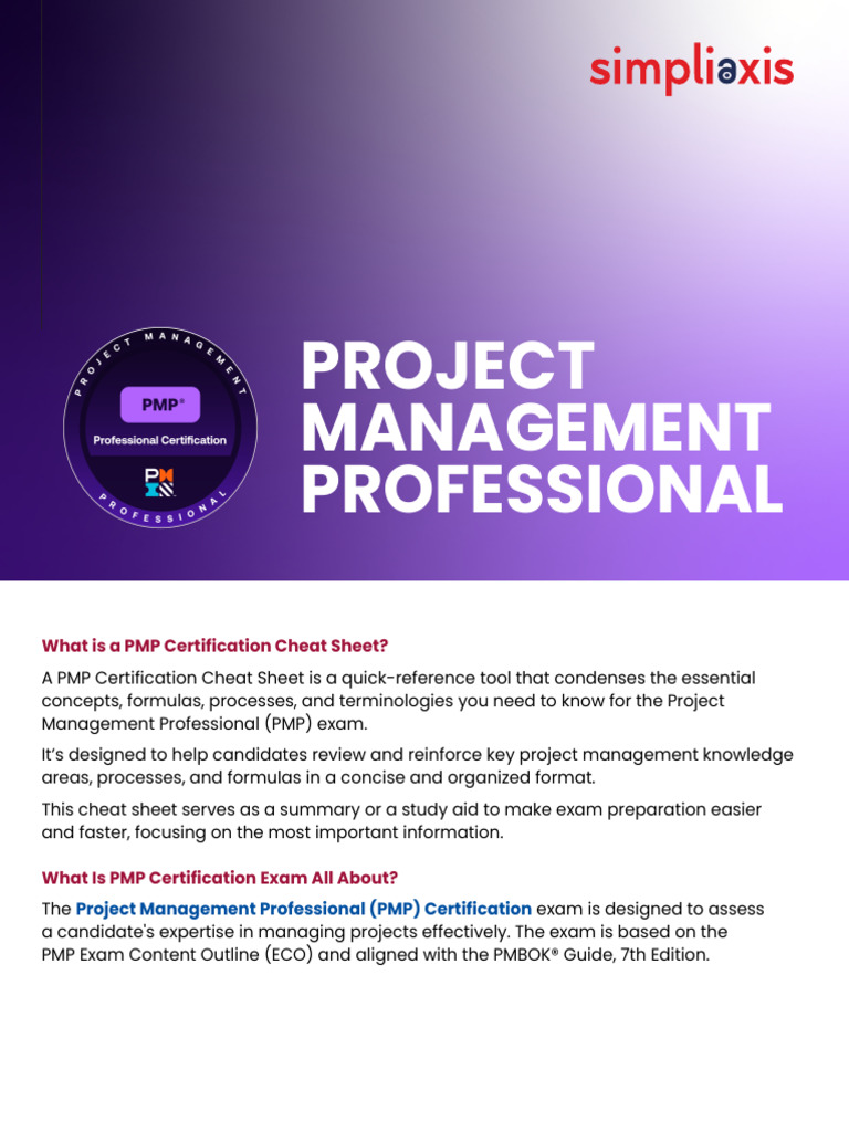 Simpliaxis_PMP_Cheat_Sheet (1) | PDF | Net Present Value | Project Management