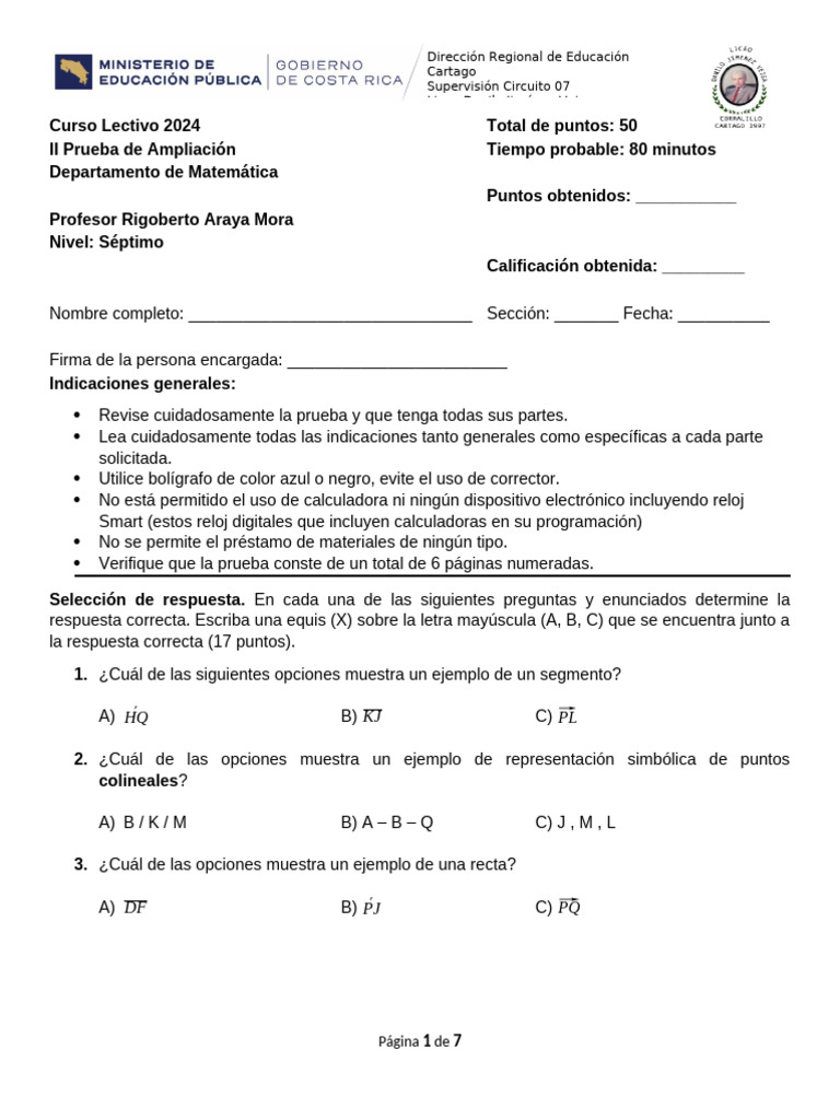 Segunda Ampliación Séptimo 2024 | PDF | Ángulo | Geometría euclidiana