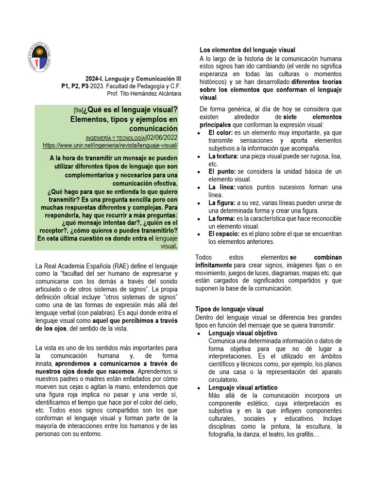 Qué es el lenguaje visual: elementos y tipos | PDF | Comunicación ...
