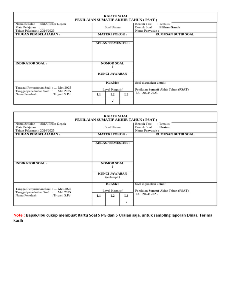 Soal PSAT SMA Pelita Depok 2024/2025 | PDF
