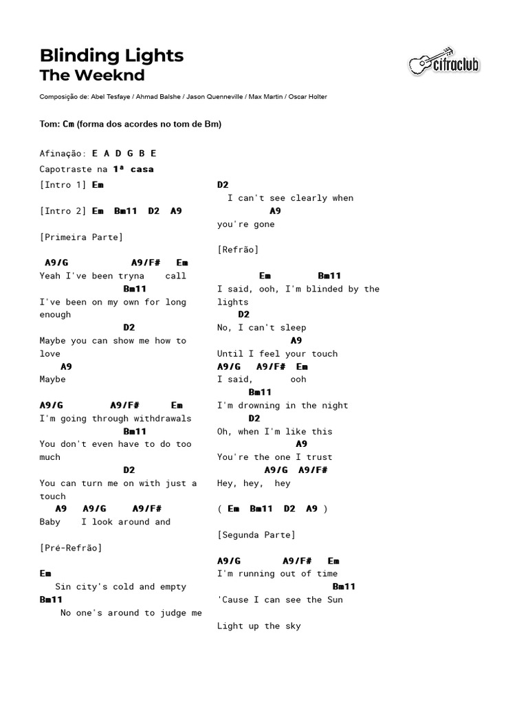 Cifra Club - The Weeknd - Blinding Lights | PDF | Songs Written