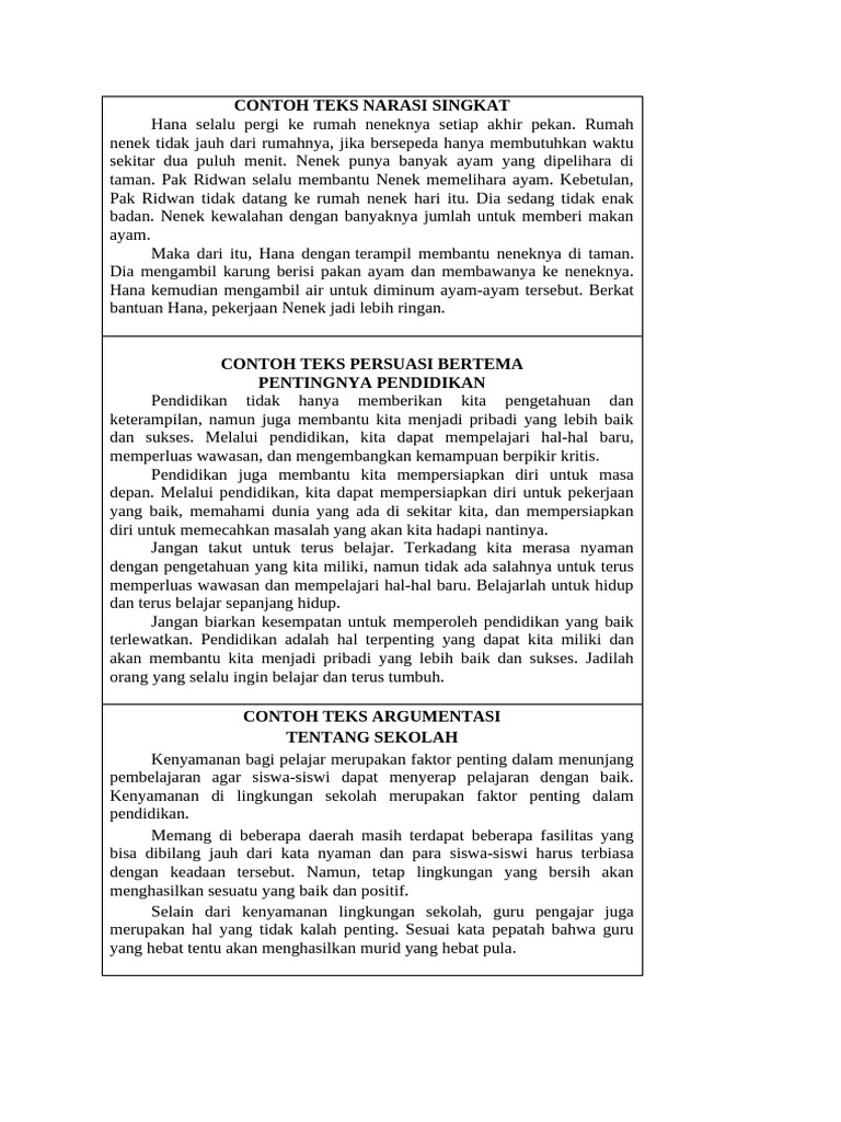 Contoh Teks Narasi Singkat | PDF