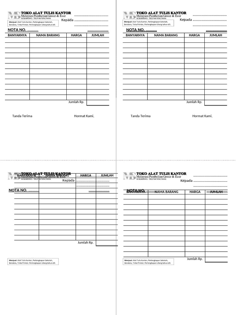 Nota Kosong Berstempel untuk Transaksi | PDF