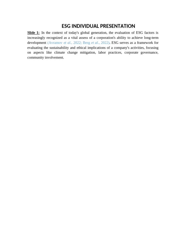 Esg Individual Presentation | PDF
