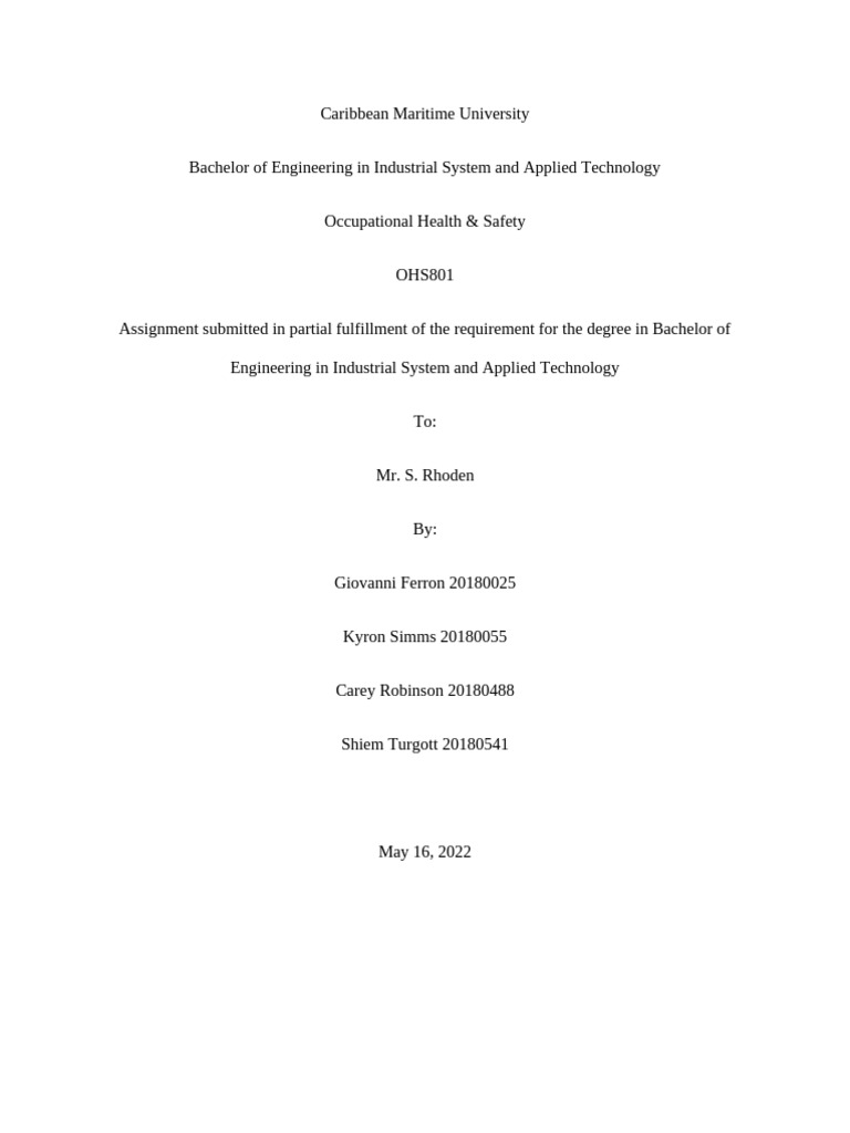 OHS example Project corrections[5491][1] | PDF | Occupational Safety ...