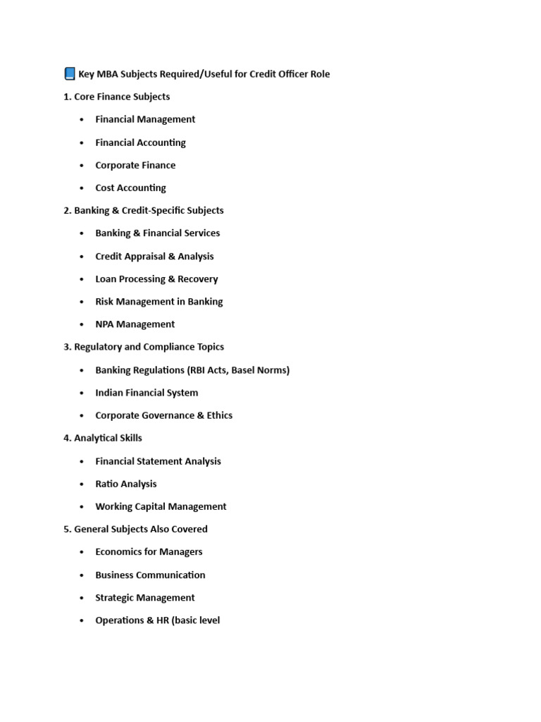 ? Key MBA Subjects Required | PDF
