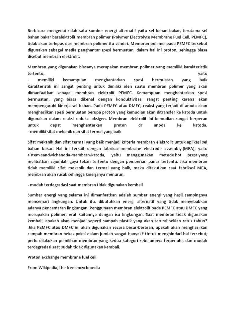 Karakteristik Membran Polimer | PDF | Sel Bahan Bakar Membran Penukar ...