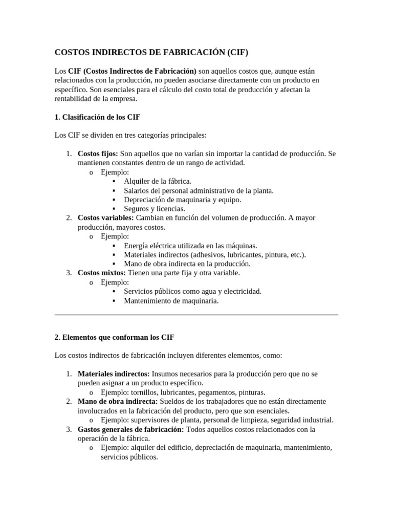 Costos Indirectos de Fabricación (CIF) | PDF | Depreciación | Fábrica