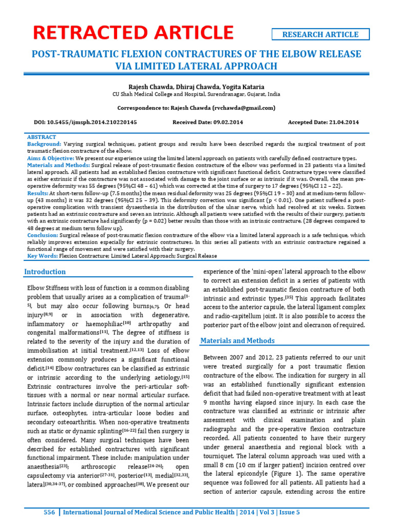 Post-Traumatic Flexion Contractures of The Elbow R | PDF | Elbow ...