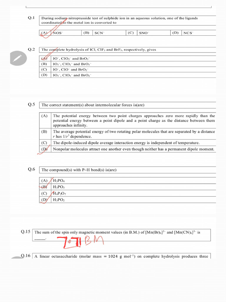 Ioc Jee Advanced 2025 Paper | PDF