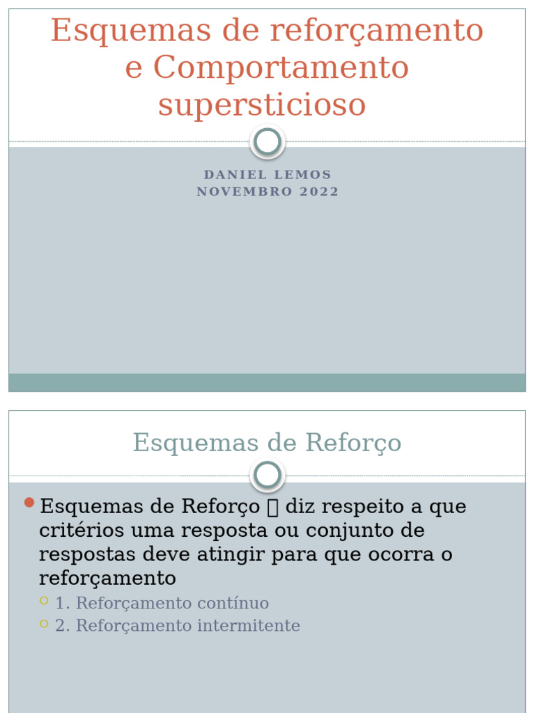 Esquemas de Reforço e Comportamento Supersticioso | PDF | Tempo ...