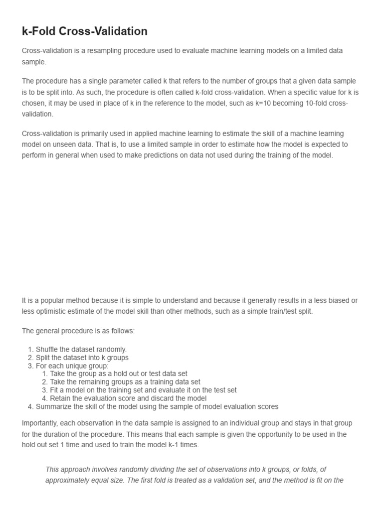 Introduction To K-Fold Cross-Validation | PDF | Cross Validation (Statistics) | Applied Mathematics