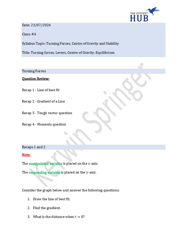 Class 4 - Turning Forces, Centre of Gravity and Stability | PDF | Lever ...
