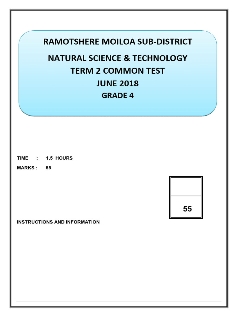 GRADE 4 NSTECH JUNE 2018 QP - English | PDF | Steam | Water