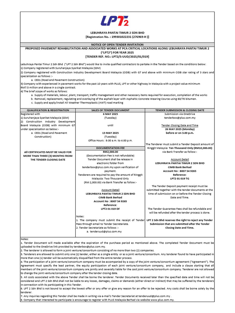 Open Tender Ads Pavement Phase 1 | PDF | Road Surface | Joint Venture
