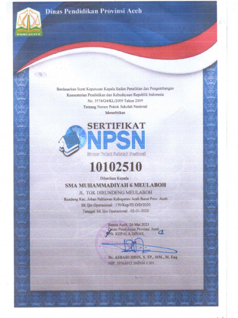 NPSN Sma M 6 Mbo | PDF