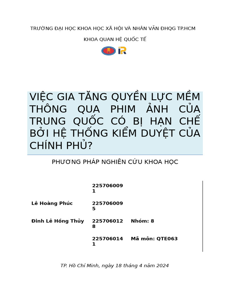 PPNCKH Nhóm-8 | PDF