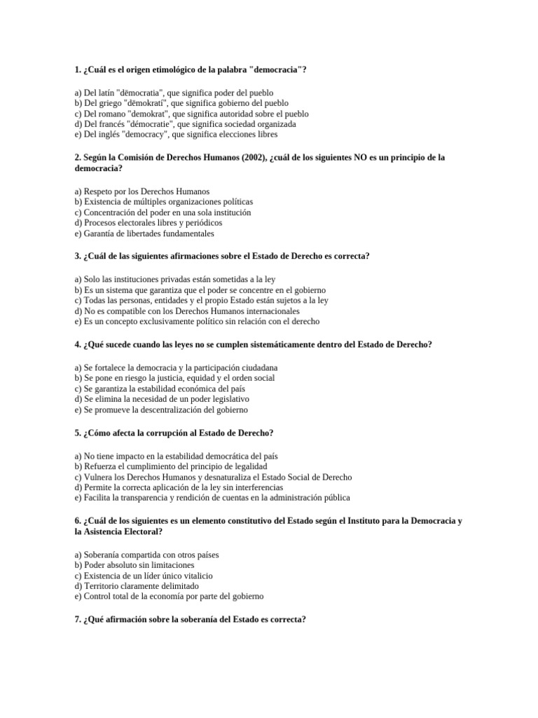 Preguntas de Democracia y Estado-92233727106 | PDF | Estado (política) | Democracia