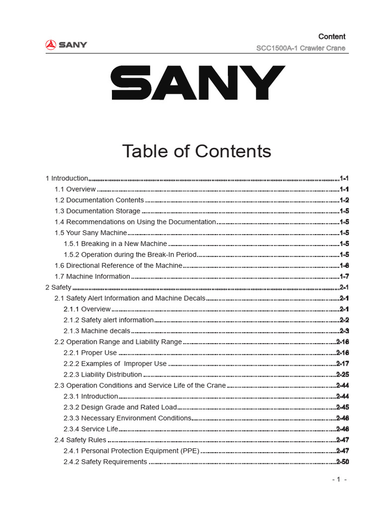 SCC1500A-1 Crawler Crane Manual | PDF | Crane (Machine) | Safety